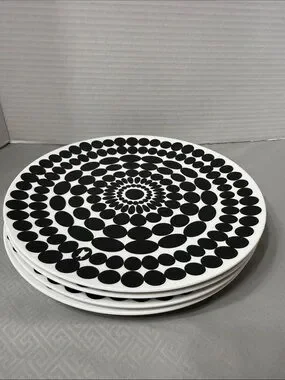 French Bull | Dining | French Bull Set Of 4 Melamine Black White Round ...